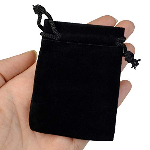 Nydotd 100pcs 2 X 2.8 inch Black Velvet Cloth Jewelry Pouches Velvet Drawstring Bags Christmas Candy Gift Bag Pouch for Wedding Favors Gifts, Event Supplies Party Favors