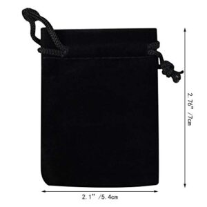 Nydotd 100pcs 2 X 2.8 inch Black Velvet Cloth Jewelry Pouches Velvet Drawstring Bags Christmas Candy Gift Bag Pouch for Wedding Favors Gifts, Event Supplies Party Favors