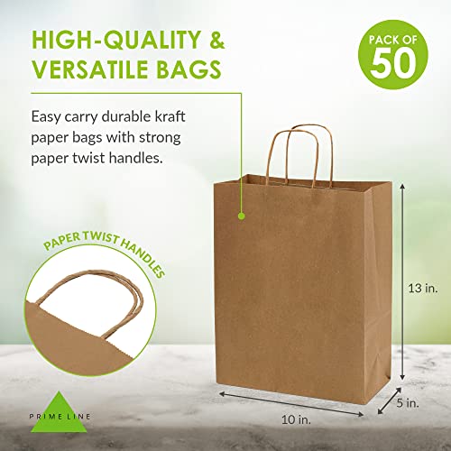 Brown Paper Bags with Handles - 10x5x13 50 Pack Medium Kraft Brown Bags with Handles for Gift Wrap, Wedding Favor Bags & Party Goodie Bags, Small Business, Retail, Boutique & Shopping Use, in Bulk