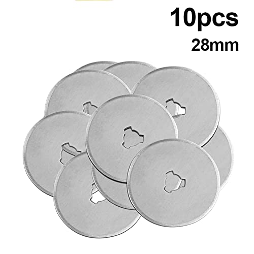 Kingsource SKS-7 Titanium Coated 10 Packs 28mm Pack Rotary Cutter Blades Replacement for Fits Olfa, Fiskar, Martelli, Truecut Cutter Patchwork Tool, Perfect for Cuts Fabric, Sewing, Leather and Paper