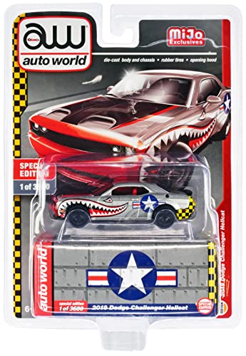 2019 Challenger Hellcat Silver Met w/Shark Teeth Graphics LTD ED to 3600 pcs Worldwide 1/64 Diecast Model Car by Auto World CP7940