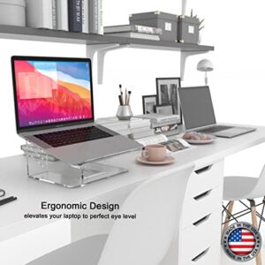 Vray Designs LLC 6MM Acrylic Laptop Stand,Ergonomic Laptop Stand, Portable, and Clear Desk Riser for 10-17 inch Laptops - Made in USA for Home Office