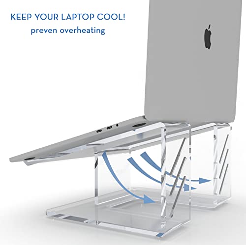 Vray Designs LLC 6MM Acrylic Laptop Stand,Ergonomic Laptop Stand, Portable, and Clear Desk Riser for 10-17 inch Laptops - Made in USA for Home Office