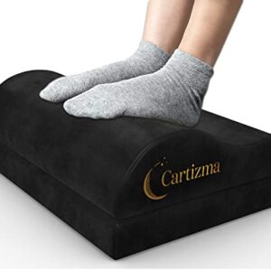 Cartizma Ergonomic Foot Rest for Under Desk at Work, Memory Foam Foot Stool for Office & Gaming Chair, Adjustable Height for Back & Hip Pain Relief, Under Desk Footrest for Leg Rest, Desk Foot Stool