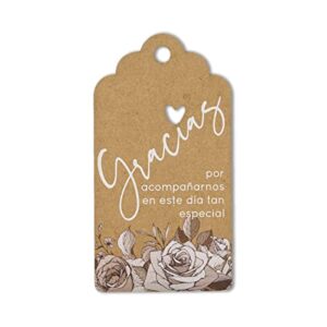 summer-ray 50pcs brown kraft gracias wedding favor gift tags in white printing