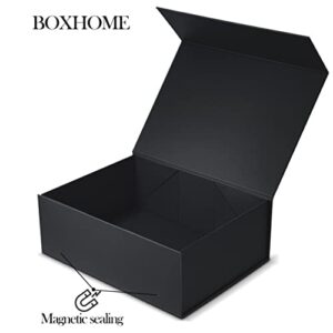 BOXHOME 5 Pack Large Gift Box, Black Gift Box 13x10x5 inch with Magnetic Lids Gift Packaging Box, Groomsmen Boxes for Presents Contains Card, Ribbon, Folding Gift Box