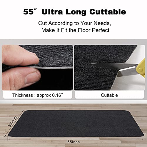 Hard Floor Chair Mat, 55" x 35" Large Office Chair Mat for Hardwood Floor and Tile Floor, Computer Gaming Rolling Chair Mat Rectangular Floor Protector and Low-Pile Desk Rug, Black