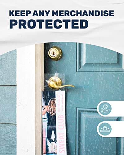 Skywin 1000 Door Hanger Bags 6 x 12 inches - Clear Door Hanger Bags Protects Flyers, Brochures, Notices, Printed Materials - Waterproof and Secure Door Knob Hanger for Outdoor Use (1000)