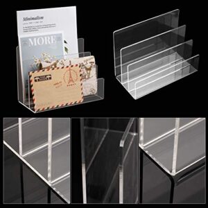 YiePhiot Crystal Clear Acrylic Desktop File Sorter Thick Cast Holder for Document Paper Letter Book Envelope Laptop Eyeshadow Makeup Palette Office File Organizer Stand Rack on Office Desktop