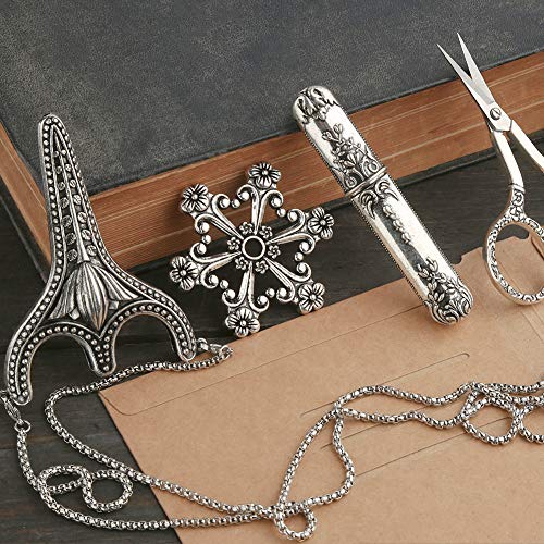 6 Pcs Embroidery Scissors Kit, Golden Exquisite Retro Scissors European Style Stainless Steel Sewing Tools Antique Sewing Scissors for Embroidery, Sewing, Craft, Art Work, and Everyday Use (Silver-1)