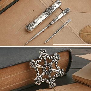 6 Pcs Embroidery Scissors Kit, Golden Exquisite Retro Scissors European Style Stainless Steel Sewing Tools Antique Sewing Scissors for Embroidery, Sewing, Craft, Art Work, and Everyday Use (Silver-1)