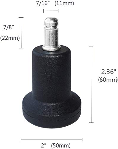 Bell Glides Replacement Office Chair or Stool Swivel Caster Wheels to Fixed Stationary Castors, for Carpet High Profile Bell Glides with Separate Self Adhesive Felt Pads, Chair Feet Wheel Stopper