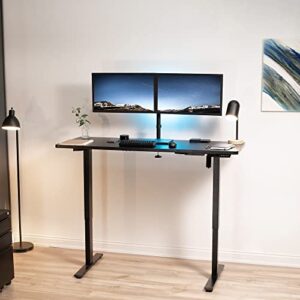 VIVO Electric Height Adjustable 60 x 24 inch Memory Stand Up Desk, Black Solid One-Piece Table Top, Black Frame, Standing Workstation with Preset Controller, DESK-KIT-1B6B