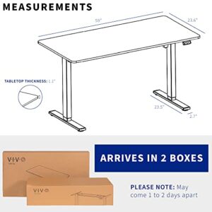 VIVO Electric Height Adjustable 60 x 24 inch Memory Stand Up Desk, Black Solid One-Piece Table Top, Black Frame, Standing Workstation with Preset Controller, DESK-KIT-1B6B