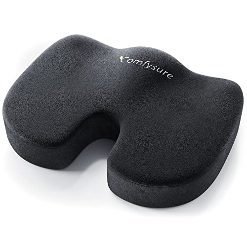 ComfySure Memory Foam Seat Cushion for Office Chair with Removable Microfiber Cover - Coccyx, Tailbone, Sciatica, Lower Back Support and Pain Relief - Fits Most Office, Computer Chairs and Car Seats