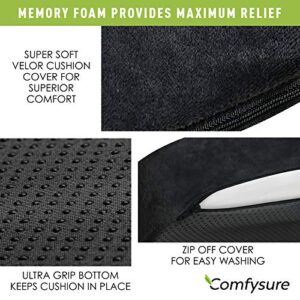 ComfySure Memory Foam Seat Cushion for Office Chair with Removable Microfiber Cover - Coccyx, Tailbone, Sciatica, Lower Back Support and Pain Relief - Fits Most Office, Computer Chairs and Car Seats