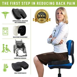 ComfySure Memory Foam Seat Cushion for Office Chair with Removable Microfiber Cover - Coccyx, Tailbone, Sciatica, Lower Back Support and Pain Relief - Fits Most Office, Computer Chairs and Car Seats