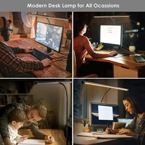 Wellwerks 31.5in LED Desk Lamp, 24W Architect Lamp for Home Office, Desk Lamp with Clamp, 5 Color Modes and Stepless Dimming, Modern Desk Light with Gesture Sensing for Monitor Studio Reading