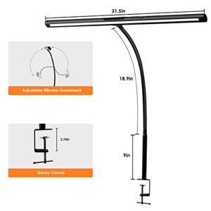 Wellwerks 31.5in LED Desk Lamp, 24W Architect Lamp for Home Office, Desk Lamp with Clamp, 5 Color Modes and Stepless Dimming, Modern Desk Light with Gesture Sensing for Monitor Studio Reading