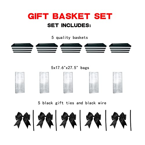 Basket For Gifts Empty, 5 PCS Sturdy Diy Bulk Gift Basket Kraft Market Tray Cardboard Basket With Handles, Gift Basket Kit Supplies Wrap To Fill For Birthdays Easter Christmas Weddings Anniversaries