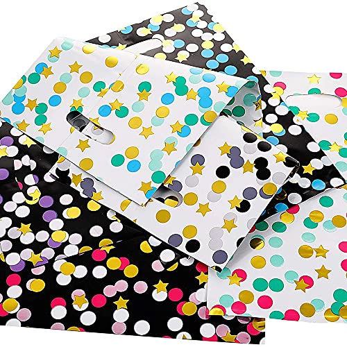 SZEJONAN 48 Pack Cute Small Party Favor Gift Bags Bulk Goodie Bags for Kids and Students (Polka Dots and Stars)