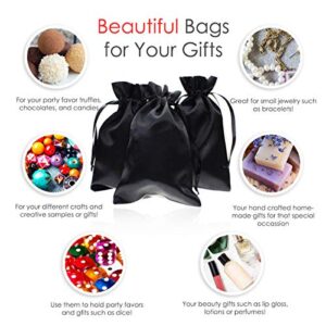 Knitial 50 Pack 6" x 9" Inch Satin Black Gift Bags, Jewelry Bags, Wedding Favor Drawstring Bags Baby Shower Christmas Gift Bags