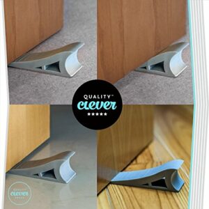 Quality Clever Decorative Rubber Door Stopper, Tall and Adjustable to Fit All Doors, Solid Stable Base, Easy to Move Without Bending Down, Hanger Mounts on Back of Door or Wall to Eliminate Clutter