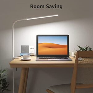 Lepro Clip on Desk Lamp LED Reading light Dimmable USB Clamp Lamp with 3 Color Modes 10 Brightness, Adjustable Flexible Gooseneck Table Light for Bed Headboard, Workbench, Home Office, Computer, White