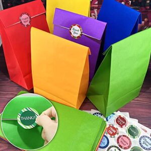 MOZRRO Mix Color 36 Pack Gift Bags with Thankyou Sealing Stickers, Great for Christmas, Gifts, Lunch, Party, Sweets, Goodies, Retail & Tchotchkes 10.2" x 5.5" x 3.5"