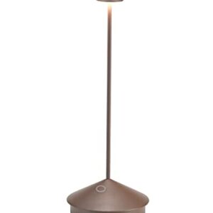 Pina Pro LED Table lamp (Color: Rust) in Aluminum, Indoor/Outdoor use, Contact Charging Base, H29cm, USA Plug