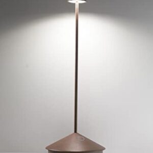 Pina Pro LED Table lamp (Color: Rust) in Aluminum, Indoor/Outdoor use, Contact Charging Base, H29cm, USA Plug