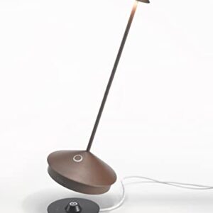 Pina Pro LED Table lamp (Color: Rust) in Aluminum, Indoor/Outdoor use, Contact Charging Base, H29cm, USA Plug