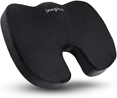 SnugPad Upgraded Memory Foam Seat Cushion, for Sciatica, Back, Hip, and Tailbone Pain Relief, Firm Comfortable, Support for Office Chair, Wheelchair,Car. Nonslip Orthopedic Memory Foam Coccyx Cushion