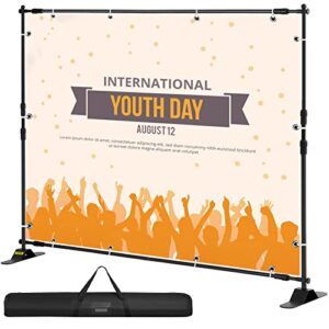 vevor 8 x 8 ft banner stand adjustable height and width display backdrop lightweight portable trade show wall for photography