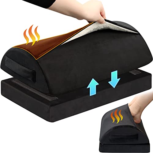 Foot Rest for Under Desk at Work, Footrest with Warm Feet Pocket, Adjustable Desk Footrest for Office Chair & Gaming Chair,Ergonomic Footrest Pillow Desk Foot Stool for Home to Relieve Back Knee Pain