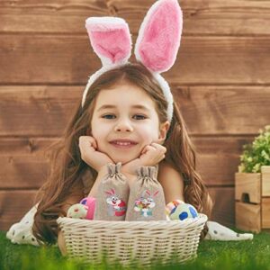 DIYASY Easter Burlap Gift Bags, 36 Pcs Bunny and Chick Candy Bags with Drawstrings for Kids Easter Party Favor