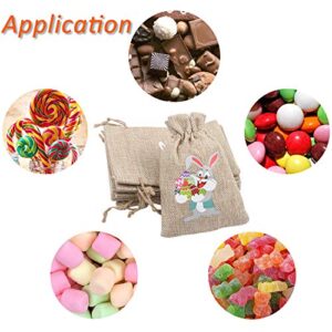 DIYASY Easter Burlap Gift Bags, 36 Pcs Bunny and Chick Candy Bags with Drawstrings for Kids Easter Party Favor