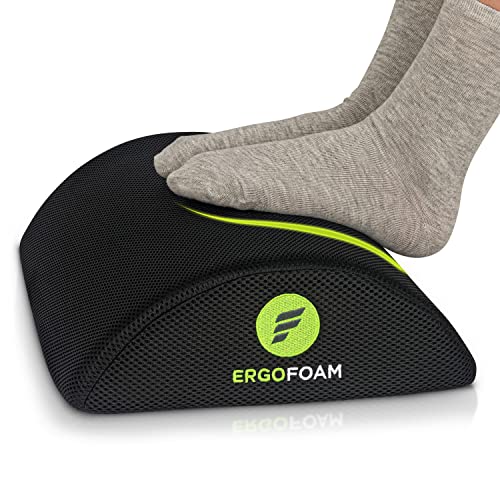 ErgoFoam Foot Rest Under Desk (Mesh) - Premium Under Desk Footrest - Desk Foot Rest for Lumbar, Back, Knee Pain - Foot Stool Rocker (Black)