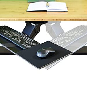 KT1 Ergonomic Under-Desk Computer Keyboard Tray adjustable height angle negative tilt sliding pull out platform swivels 360 slides office products furniture desktop accessories with mouse pad black