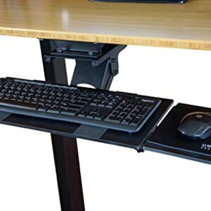 KT1 Ergonomic Under-Desk Computer Keyboard Tray adjustable height angle negative tilt sliding pull out platform swivels 360 slides office products furniture desktop accessories with mouse pad black