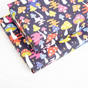 CENTRAL 23 - Navy Blue Wrapping Paper - Colorful Psychedelic Mushrooms - 6 Gift Wrap Sheets - For Men Women Kids - Birthday Wrapping Paper - Eco Friendly - Recyclable