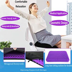 NC Gel Seat Cushion for Long Sitting, Pressure Relief pad, Back, Hip, Sciatica, Tailbone Pain Relief Cushion, Use for The Car, Office, Wheelchair, Stadium Bleachers, Outdoor Travel .(Purple)