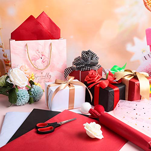 Zonon 100 Sheets Tissue Paper Wrapping Paper for DIY Crafts Birthday Present Holiday Party Gifts Wrapping, 13.78 x 19.69 Inch (Black, White and Red)