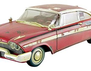 Auto World - Christine 1958 Plymouth Fury in Red - Dirty Version - 1/18 Scale Die Cast Collectible Model Muscle Car for Kids and Adults