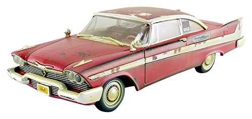 Auto World - Christine 1958 Plymouth Fury in Red - Dirty Version - 1/18 Scale Die Cast Collectible Model Muscle Car for Kids and Adults