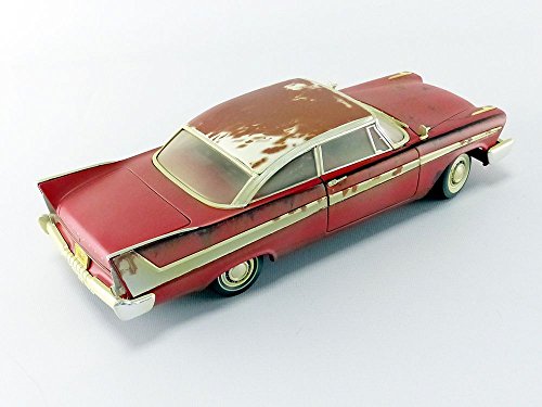 Auto World - Christine 1958 Plymouth Fury in Red - Dirty Version - 1/18 Scale Die Cast Collectible Model Muscle Car for Kids and Adults