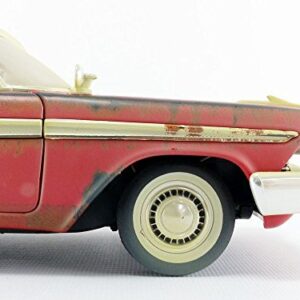 Auto World - Christine 1958 Plymouth Fury in Red - Dirty Version - 1/18 Scale Die Cast Collectible Model Muscle Car for Kids and Adults