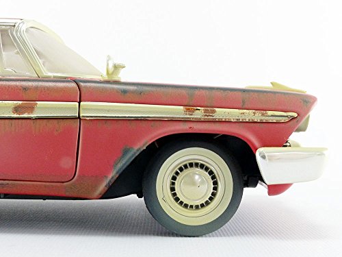 Auto World - Christine 1958 Plymouth Fury in Red - Dirty Version - 1/18 Scale Die Cast Collectible Model Muscle Car for Kids and Adults