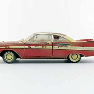 Auto World - Christine 1958 Plymouth Fury in Red - Dirty Version - 1/18 Scale Die Cast Collectible Model Muscle Car for Kids and Adults