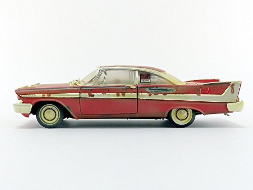 Auto World - Christine 1958 Plymouth Fury in Red - Dirty Version - 1/18 Scale Die Cast Collectible Model Muscle Car for Kids and Adults